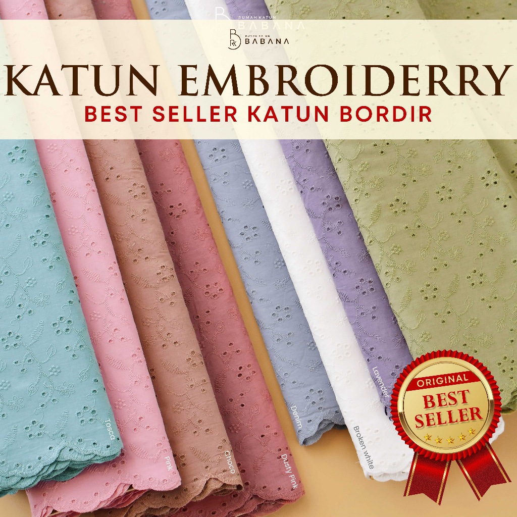 Jual Babana Kain Katun Bordir Embriodery Motif Bunga | Shopee Indonesia