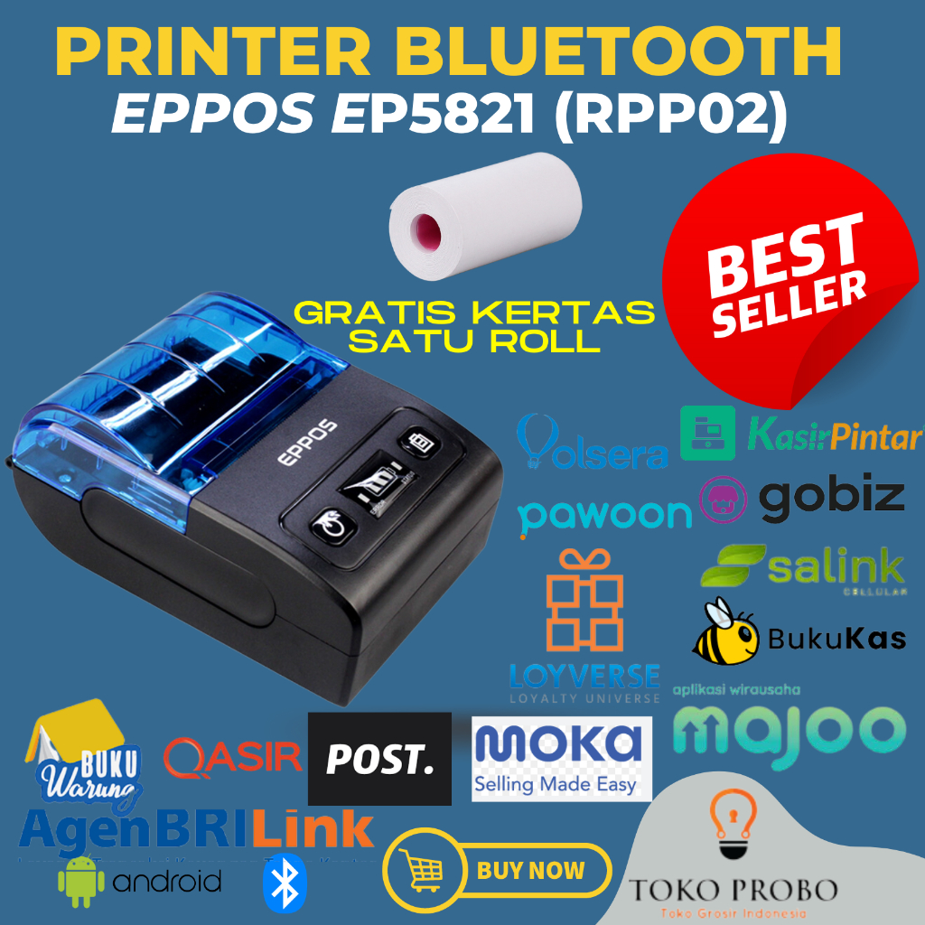 Jual Printer Bluetooth Kasir POS Murah Mini Portable Thermal 58mm - EPPOS EP5821 | Shopee Indonesia