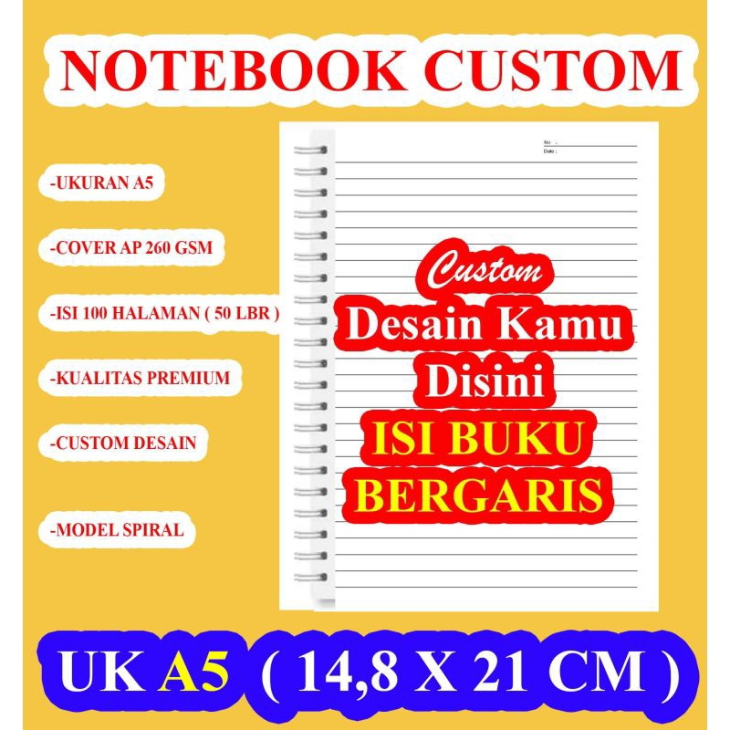 Jual Notes A5 Bergaris/Custom Desain Isi | Shopee Indonesia