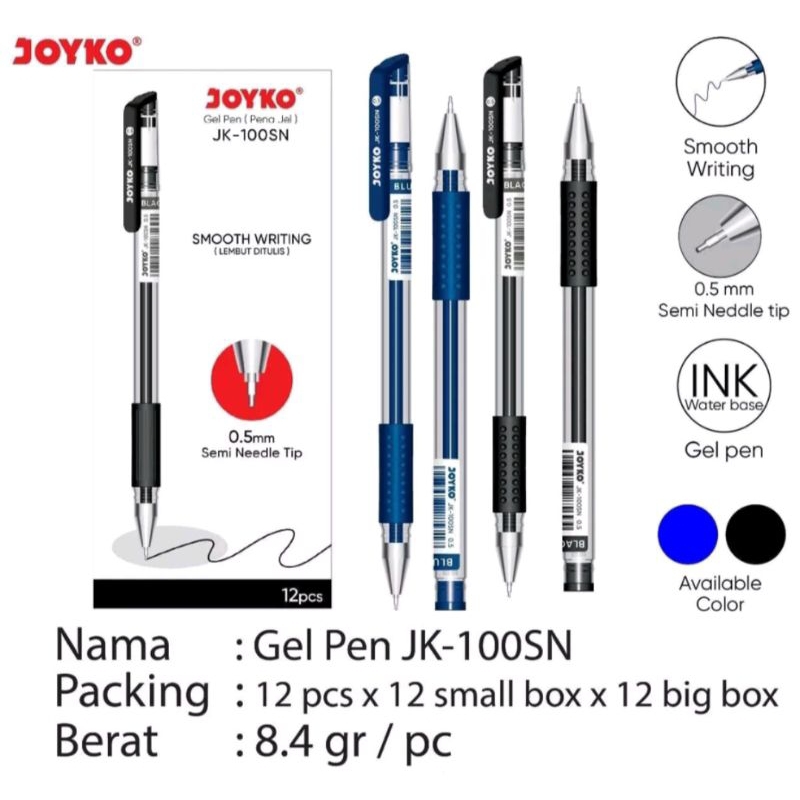 Jual PULPEN GEL JOYKO JK-100 / GEL PEN JOYKO HITAM ( LUSINAN 12 PCS) | Shopee Indonesia