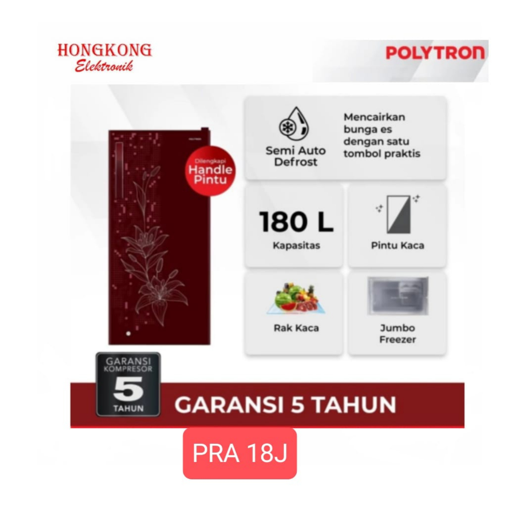 Jual POLYTRON Kulkas 1 Pintu Belleza 180 Liter PRA 18J | Shopee Indonesia