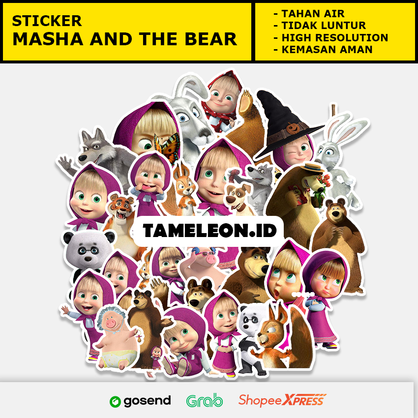 Jual Sticker Masha and the bear, Handphone Sticker Laptop Anti luntur ...