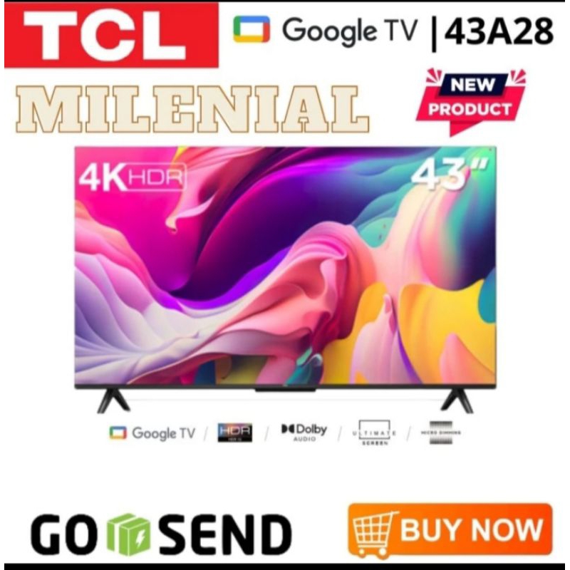Jual TCL 43A28 Smart TV 43 Inch Google TV 4K UHD HDR 10 Garansi Resmi ...