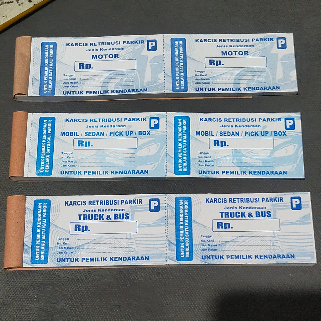 Jual Karcis parkir motor mobil truck bis NOMINAL MANUAL 100 lembar 2 ...