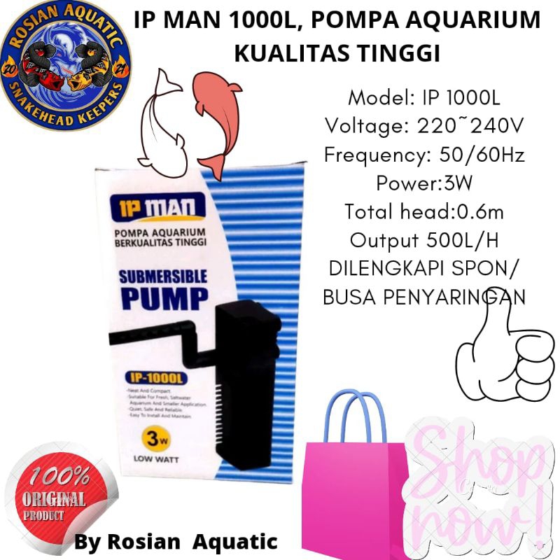 Jual Submersible Pump IP MAN 1000L SUBMERSIBLE Pompa filter Internal ...