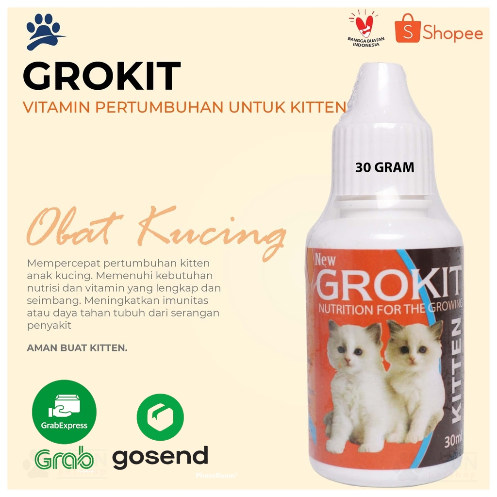 Jual GROKIT - Vitamin Pertumbuhan Anak Kucing Growing Kitten 30ml | Shopee Indonesia