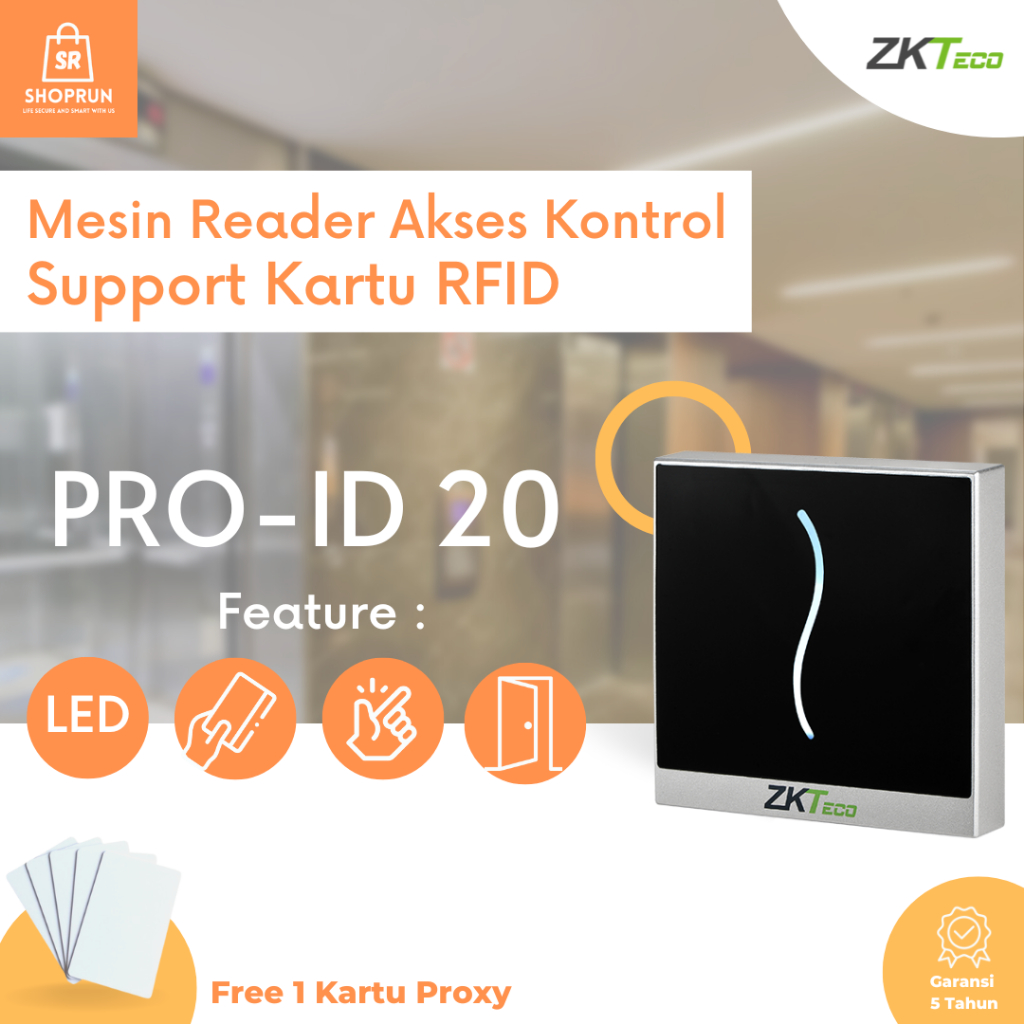 Jual Reader Kartu RFID Support Mesin Akses Kontrol ZKTECO PROID 20 ...