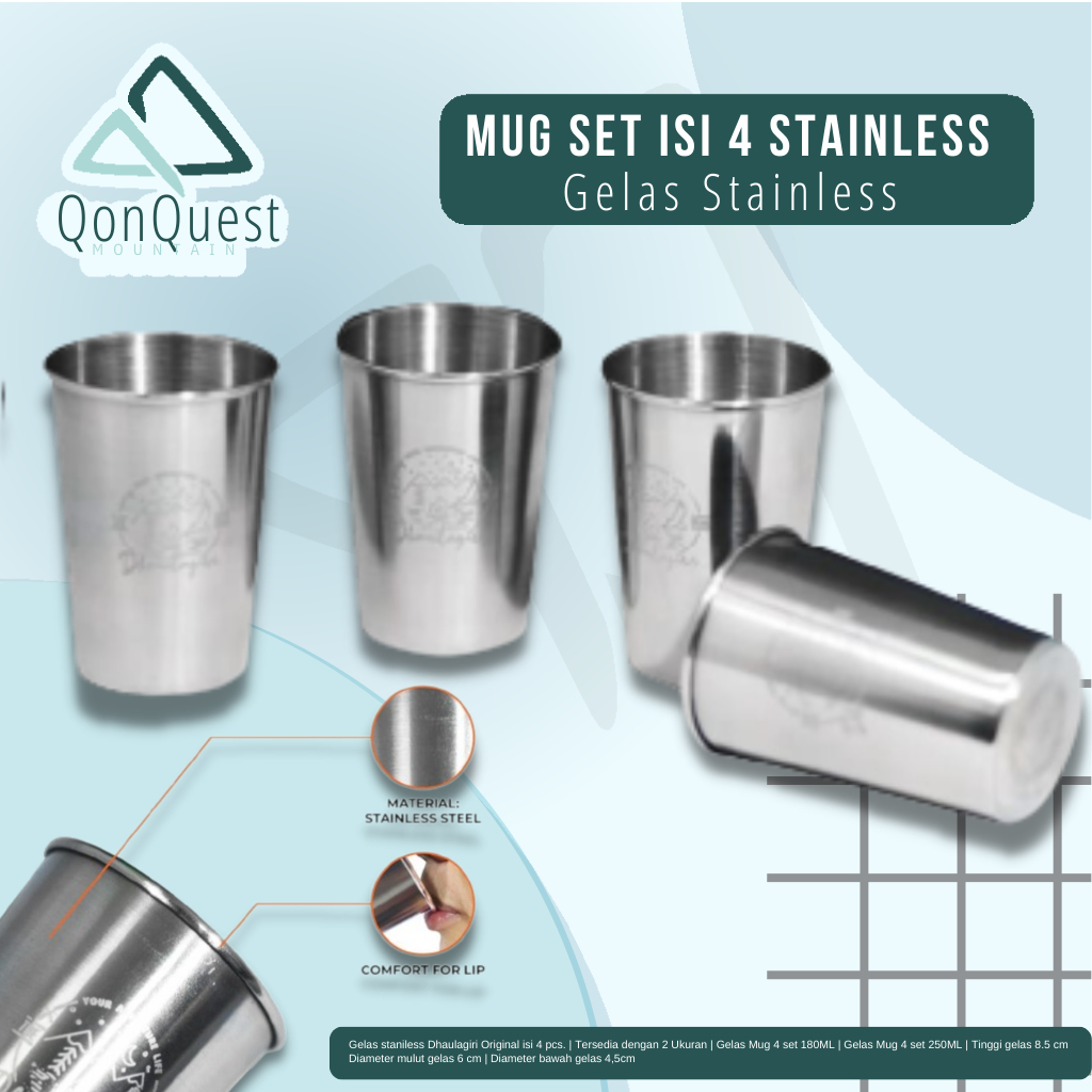 Jual Gelas camping mug set isi 4 stainless dhaulagiri - gelas stainles ...