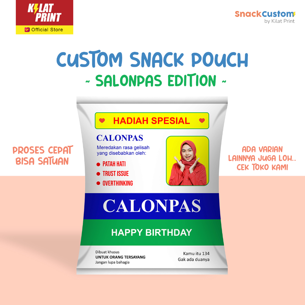Jual Snack Custom Foto Teks Bungkus Pouch Jumbo Ala Salonpas Edition ...