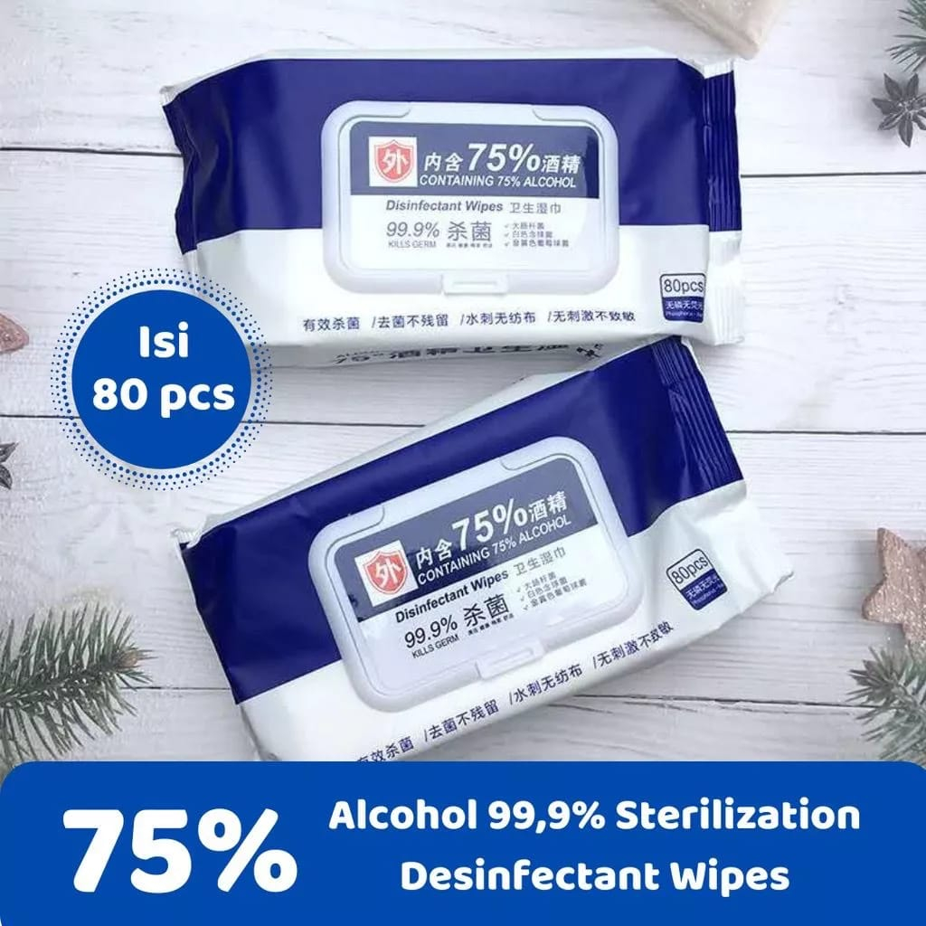 Jual Tissue Basah Alkohol 75% Isi 80 lembar Good Quality Bahan Tebal ...