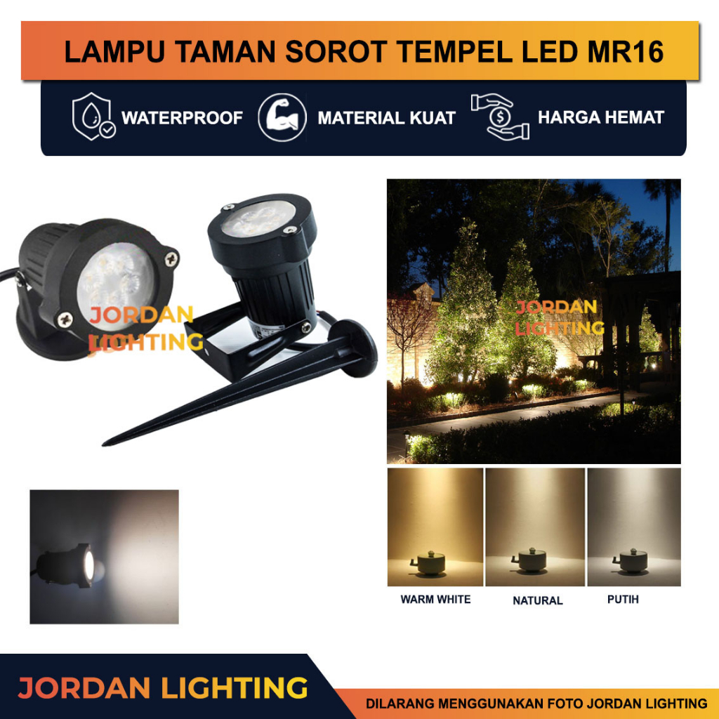 Jual Lampu Taman Sorot LED 3W 5W 7W Tancap Tempel Spotlight 3/5/7 Watt Outdoor Waterproof Anti ...