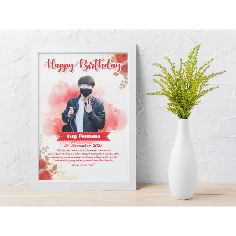 Jual Gift Kado Hadiah Ulang Tahun Pigura Frame Bingkai Kaca Hitam Putih ...