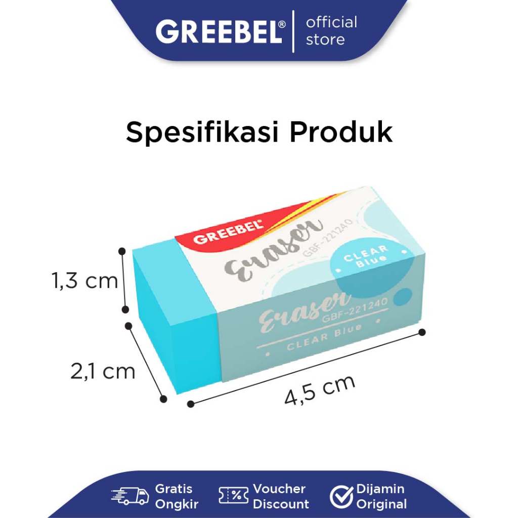 Jual GREEBEL Eraser Stip Hapusan GBF-221820 (PCS) Penghapus Pensil ...