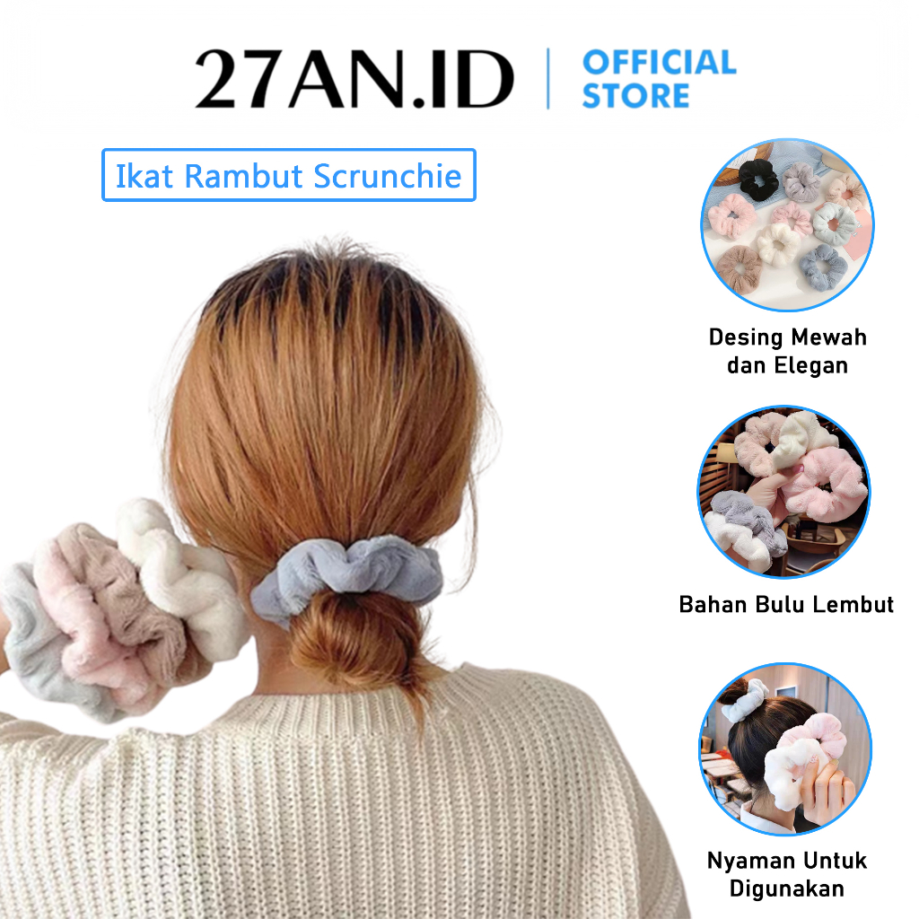 Jual ( 27AN.ID ) Ikat Rambut Wanita Scrunchie H498 Korea Kunciran Cepol ...