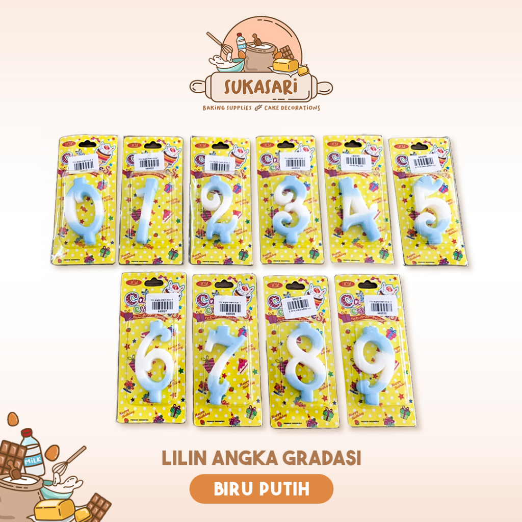 Jual Sukasari - Lilin Angka Ulang Tahun Gradasi Warna Biru, Pink ...