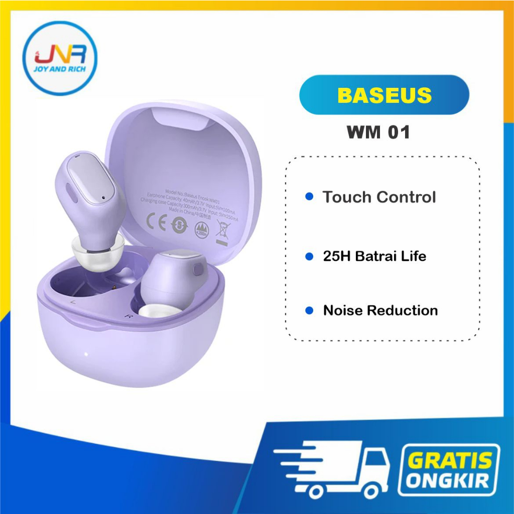 Jual BASEUS TRUE WIRELESS BLUETOOTH EARPHONE MINI EARBUDS TWS WM01 ...