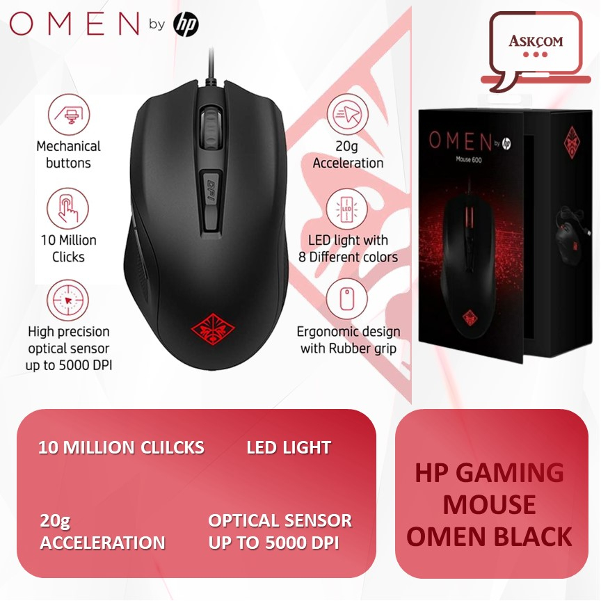 Jual HP Gaming Omen Mouse 600 Mouse GAMING Black RGB LED | Shopee Indonesia