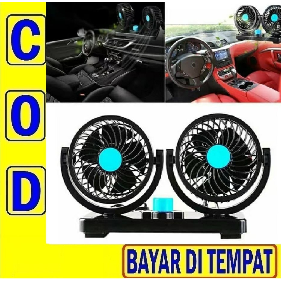 Jual RAK 1C Kipas Angin Mobil Dobel Double Headed Fan Mini Fan 360° 12v ...