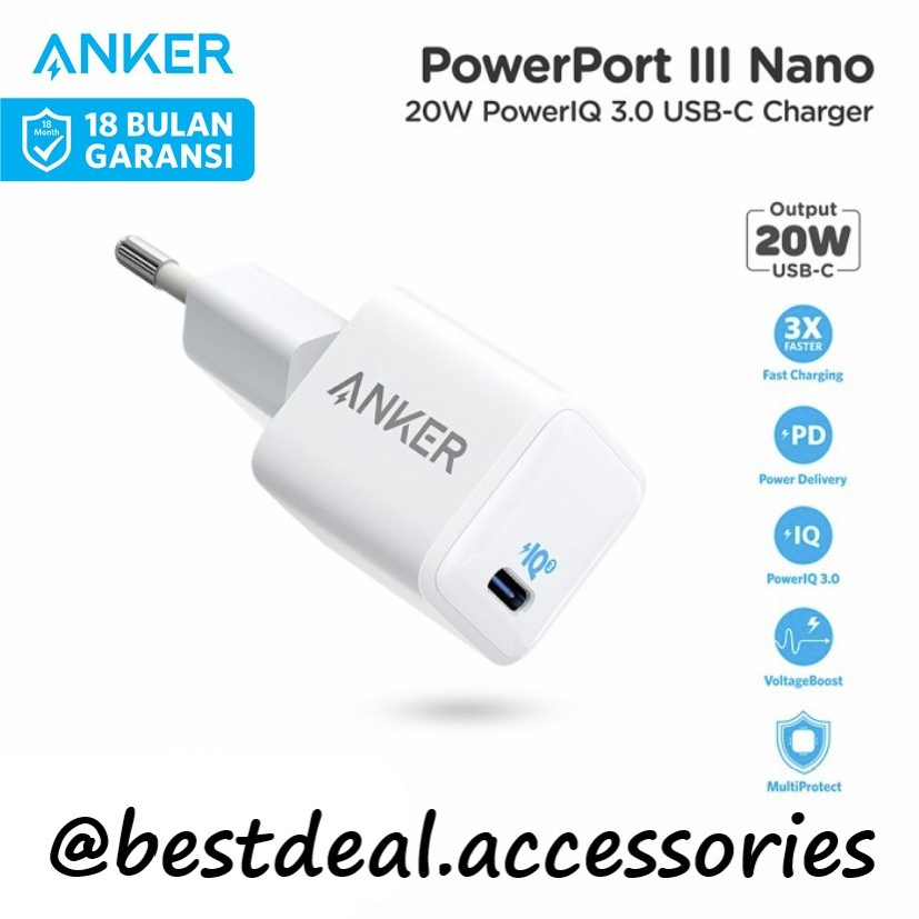 Jual Anker PowerPort III Nano 20W USB-C Adapter Apple iPhone 12 Pro - A2633 | Shopee Indonesia
