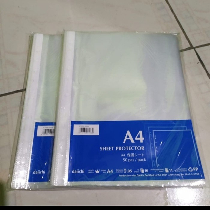 Jual PP Pocket / Sheet Protector A4 Daiichi per set isi 50 lbr | Shopee Indonesia