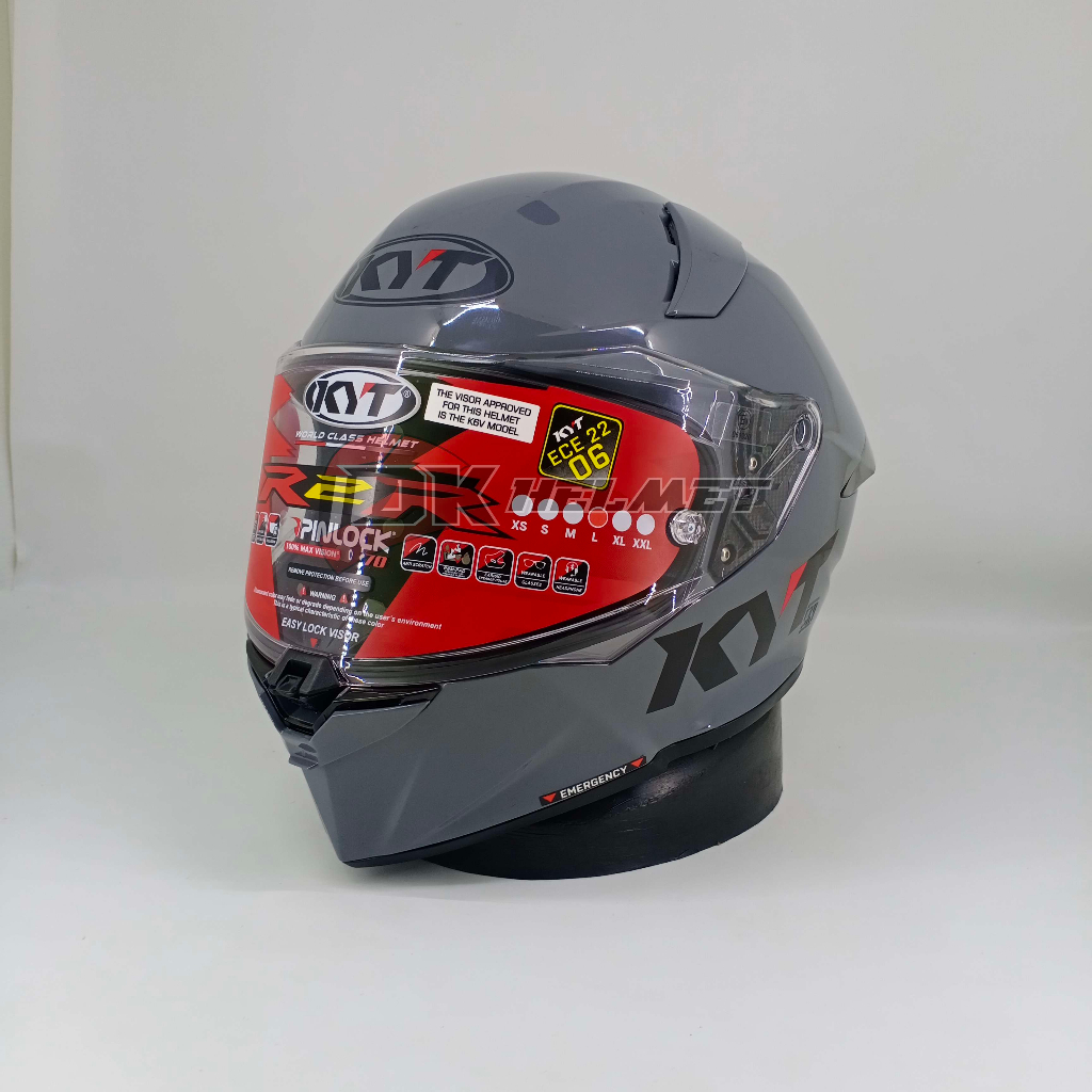 Jual Helm Full Face KYT R2R Solid Plain Gorilla Grey Gloss Classic Grey ...