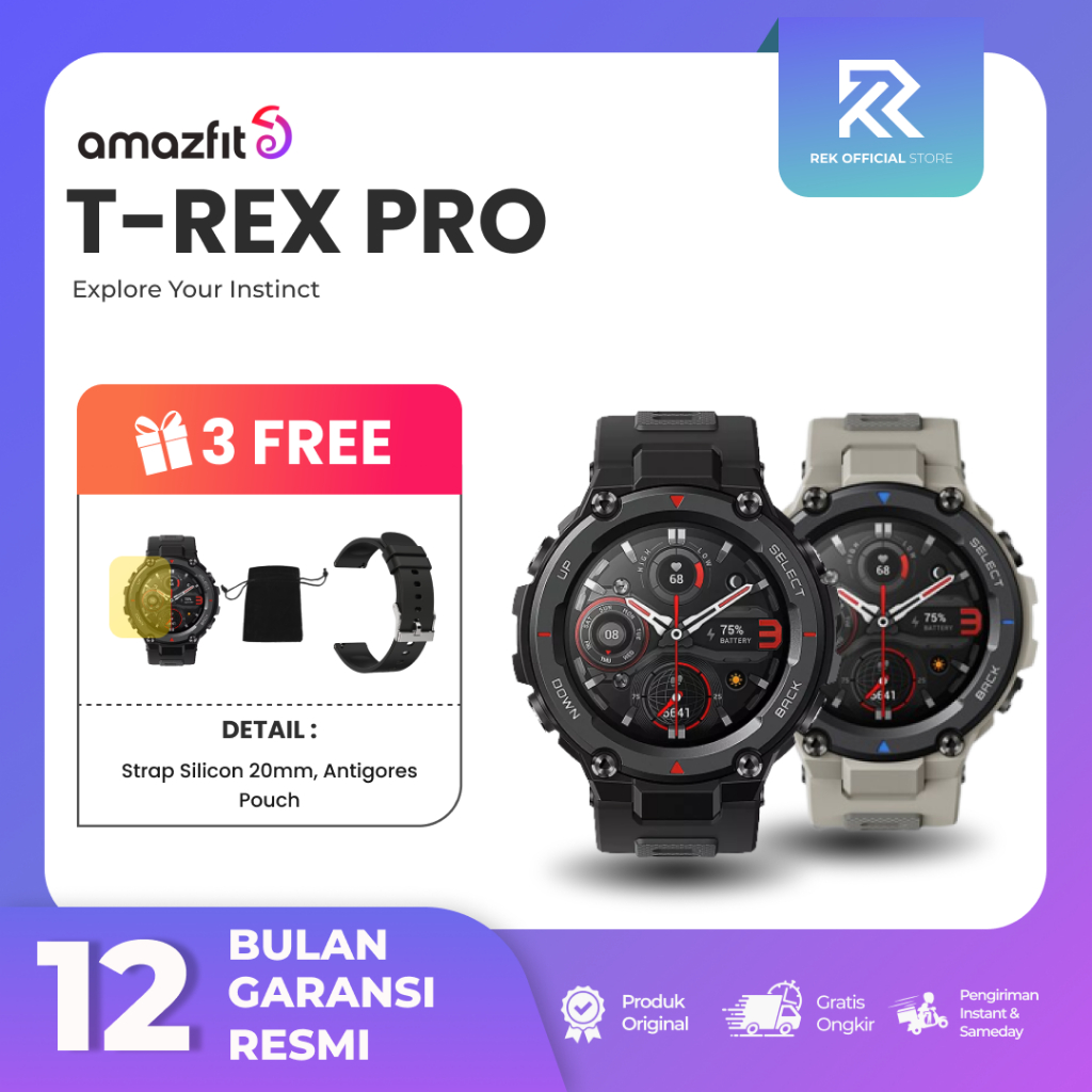 Jual Amazfit T-Rex Pro Smartwatch Military Grade SpO2 GPS 10 ATM Original Garansi Resmi | Shopee ...