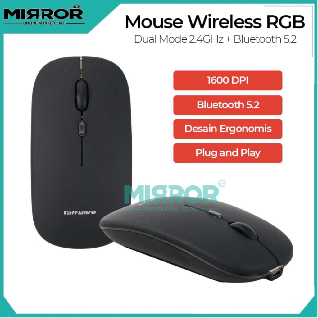 Jual Mouse Wireless 2.4GHz + Bluetooth 5.2 LED RGB Plug and Play Mouse ...