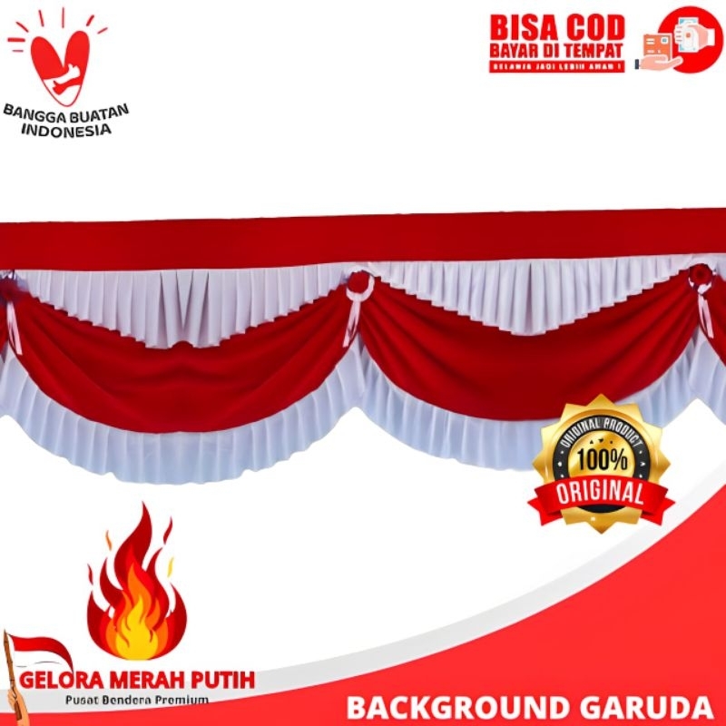 Jual Background Merah Putih Rempel Poni Hiasan Agustusan Dekorasi ...