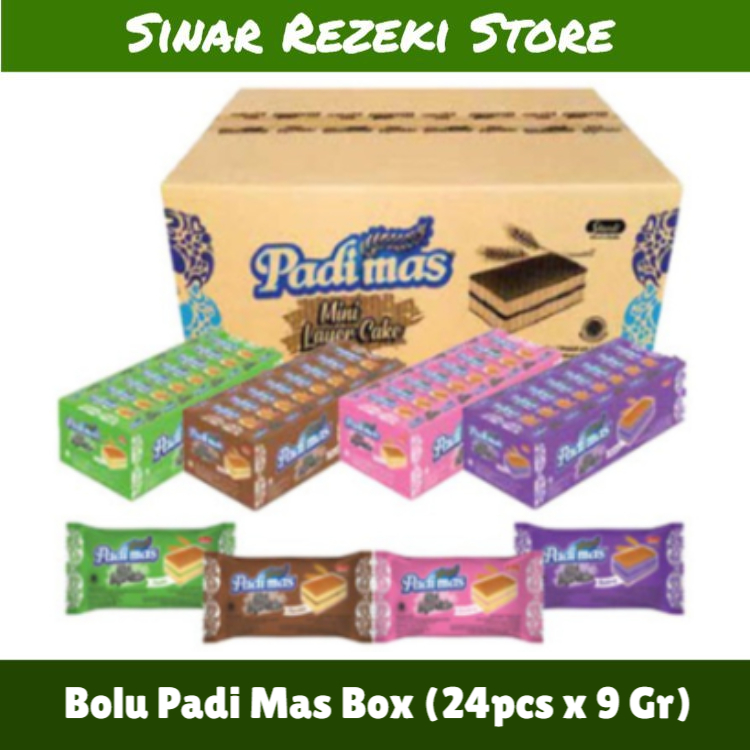 Jual bolu padi mas cake box 24pcs x 9gr / padimas mini layer cake ...