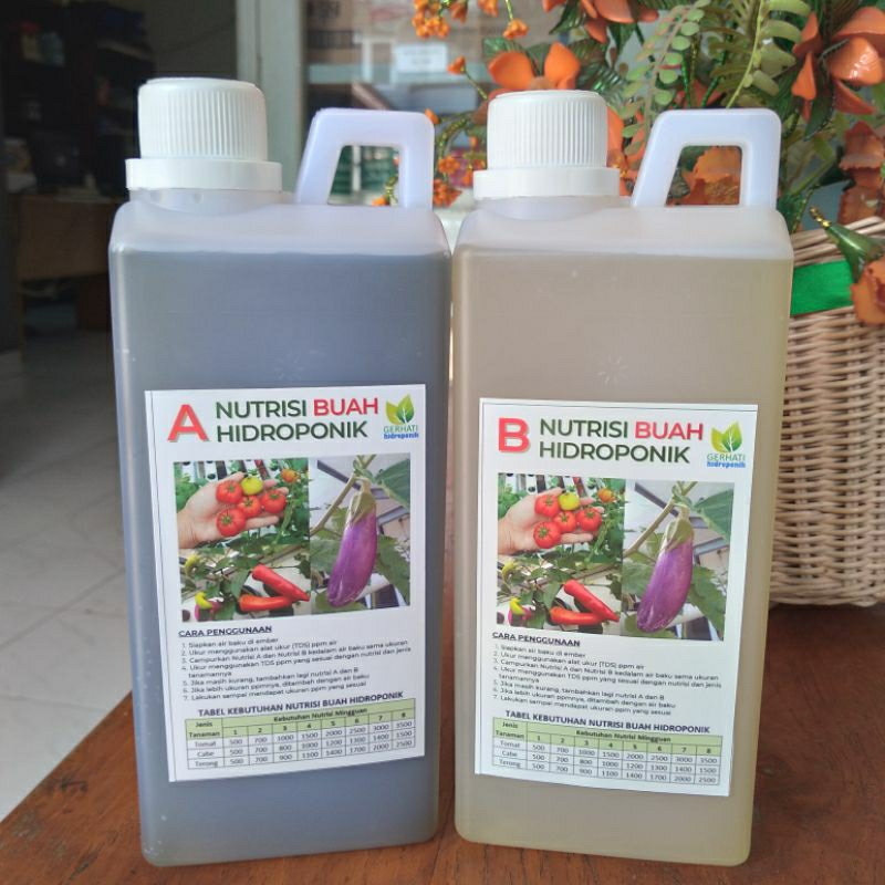 Jual Nutrisi Hidroponik AB Mix Cair Buah | 1 liter A dan 1 liter B ...