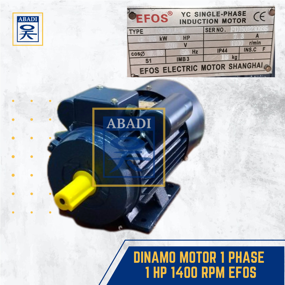 Jual DINAMO MOTOR 1 PHASE 1 HP 1400 RPM EFOS | Shopee Indonesia