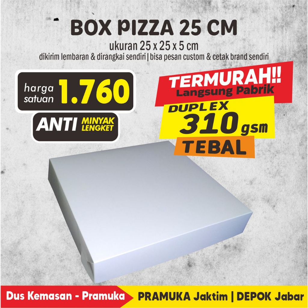 Jual Box Pizza / Box Kue Polos uk 25 x 25 x 5 Duplex | Shopee Indonesia