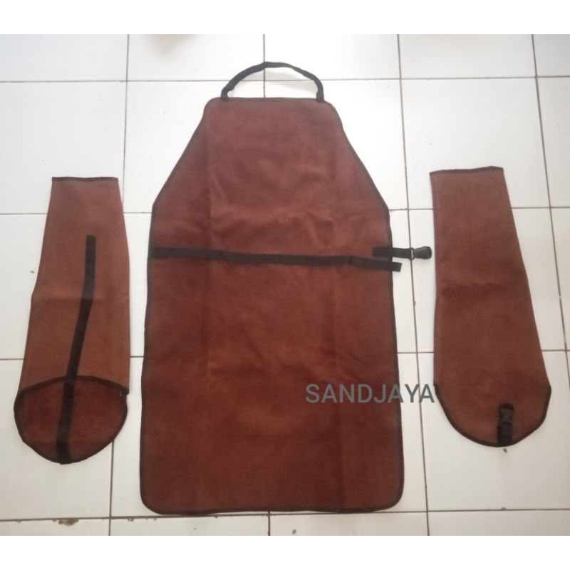 Jual Apron dada lengan kulit safety welding 1 set / celemek las proyek ...