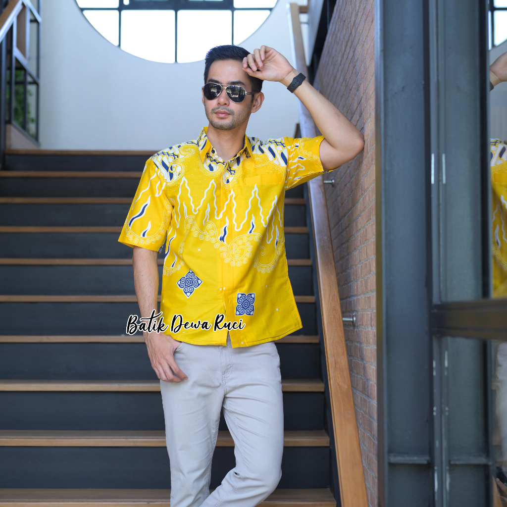 Jual Batik Pria PUNDAK RAJA KUNING PENDEK Full Furing Bahan Katun Halus ...