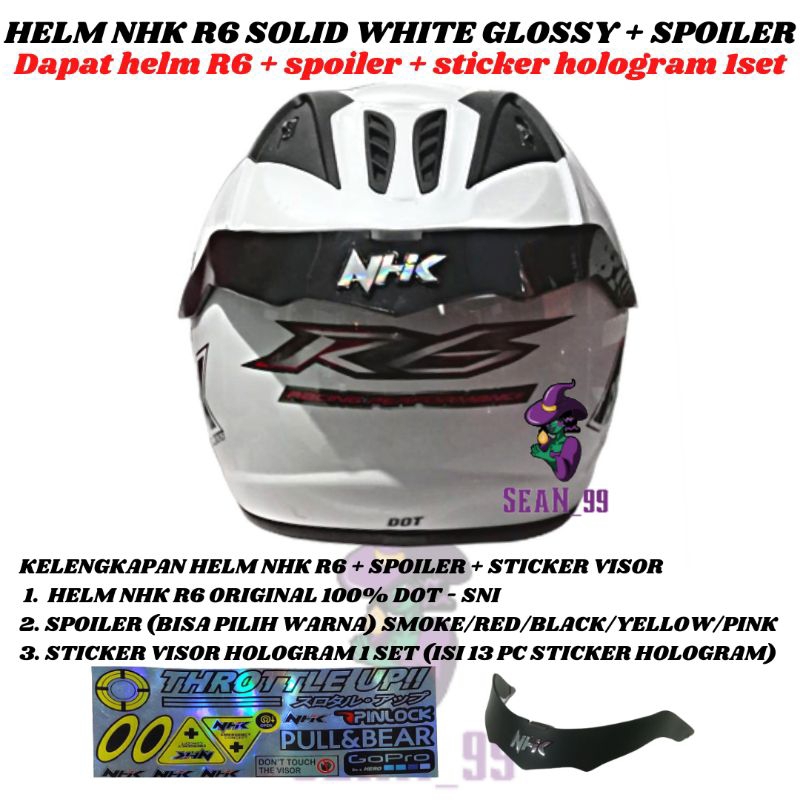 Jual HELM NHK R6 SOLID WHITE GLOSSY HALF FACE ORIGINAL SNI ( PAKET ...