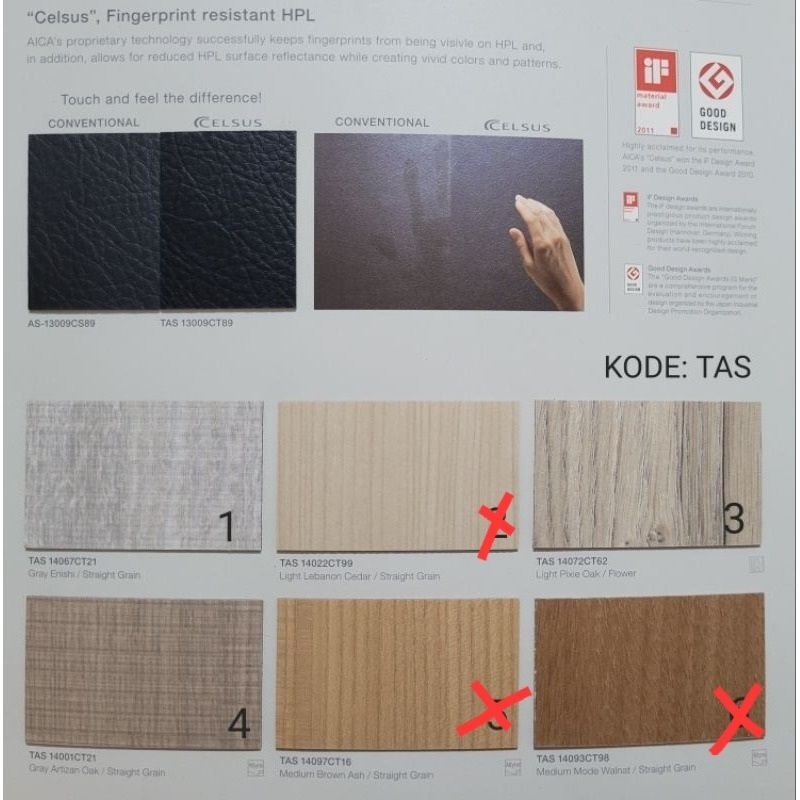 Jual Sample material HPL AICA 1 - KODE TAS AS ASY | Shopee Indonesia