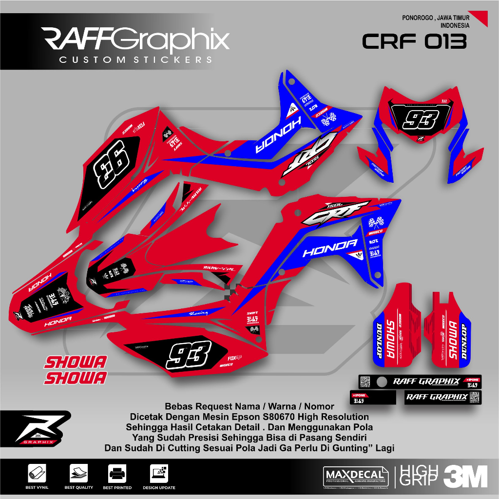 Jual DECAL CRF 150 SUPERMOTO KEREN /STICKER CUSTOM CRF 150 / DECAL CRF ...