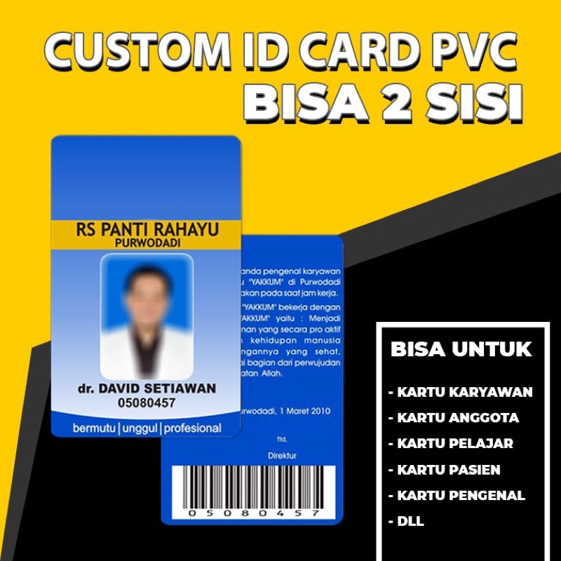 Jual CETAK ID CARD BAHAN PVC KETEBALAN 0,9 MM/CETAK KARTU ID CARD ...