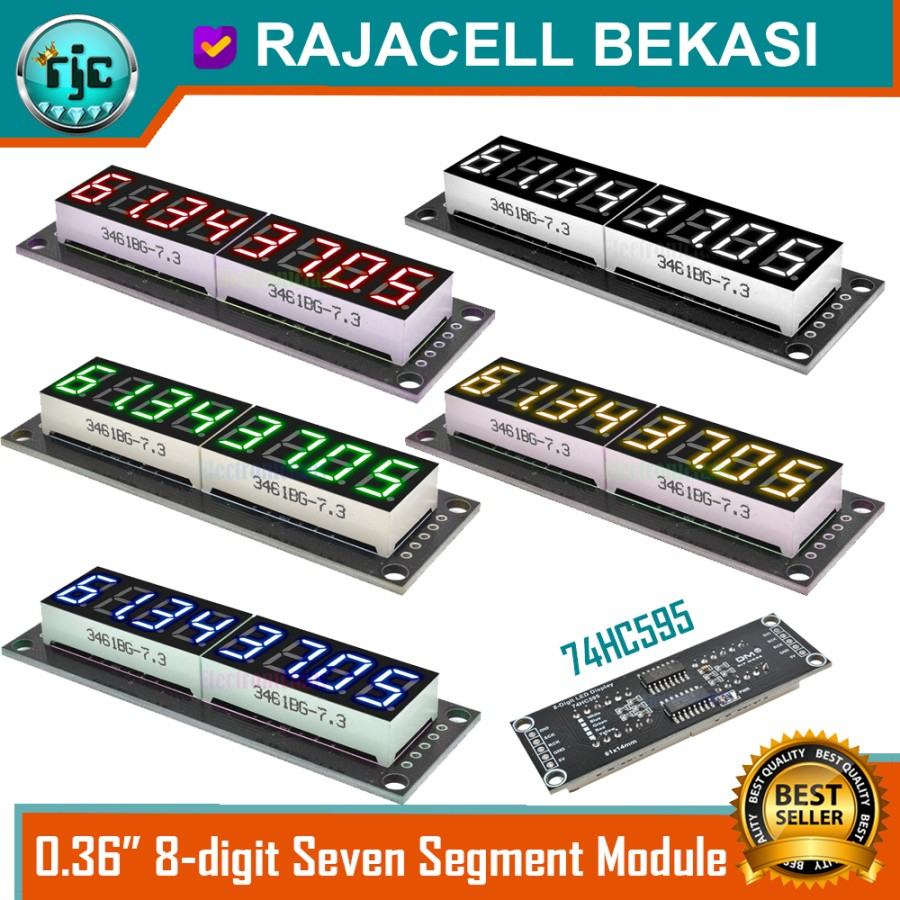 Jual Module Seven Segment 8-Digit 0.36" TM1637 LED 7-Segment Display ...