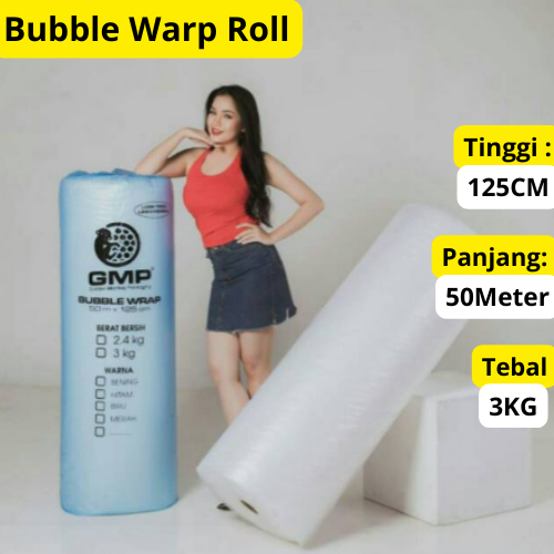 Jual BUBBLE WRAP MURAH warna PUTIH GMP BIRU 125CM x 50 MEter Berat 3kg ...