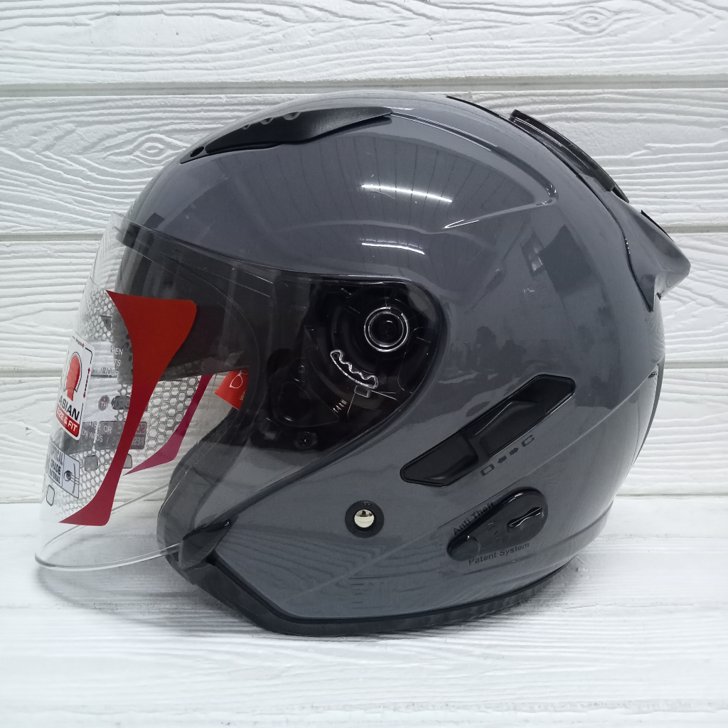 Jual HELM KYT GALAXYFLAT R SOLID GORILLA GREY DOUBLE VISOR HALF FACE ...
