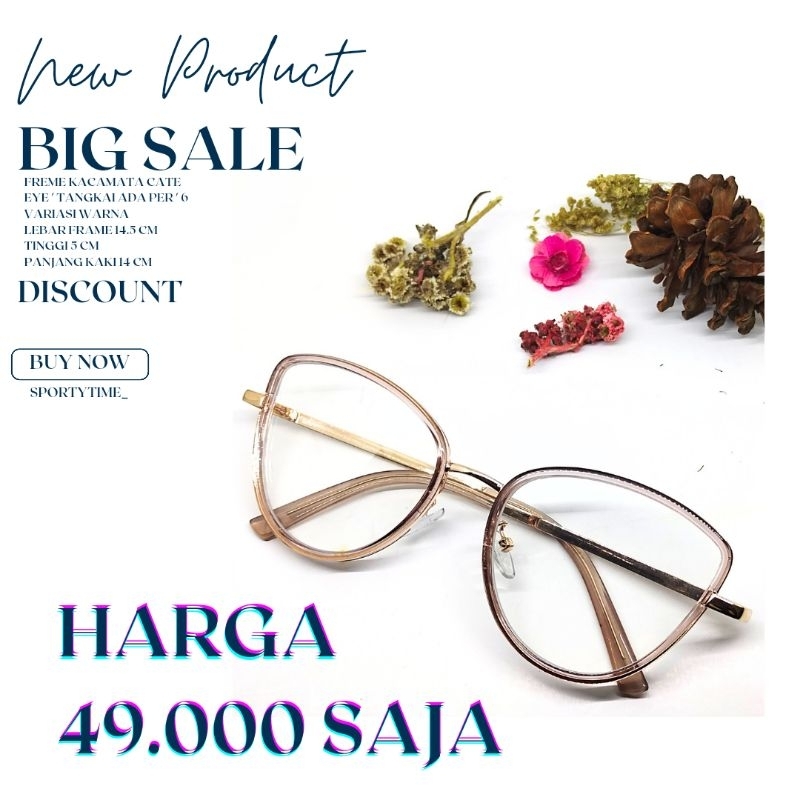 Jual FRAME KACAMATA CAT EYE TANGKAI BESI DENGAN BERBAGAI JENIS LENSA ...