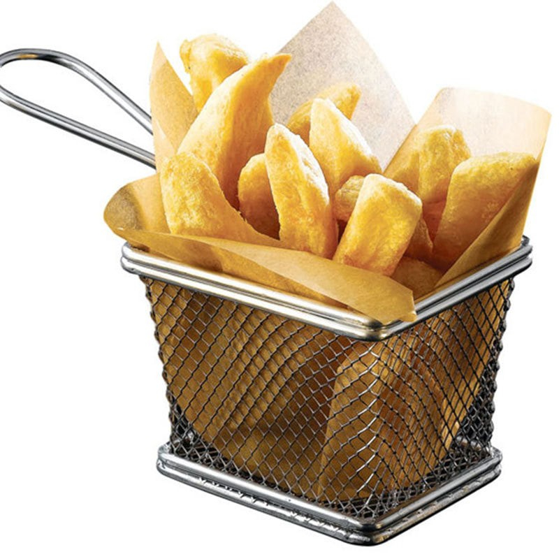 Jual Rectangular Stainless Steel Mini Fry Basket Plating Keranjang Mini ...