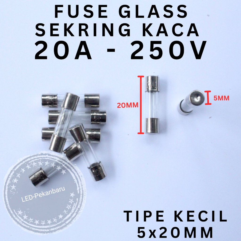 Jual FUSE KACA 20A 5X20 20 A 250V BENING SEKRING GLASS TABUNG KECIL 5X20MM | Shopee Indonesia