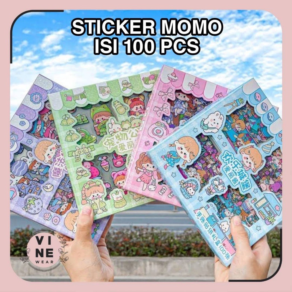 Jual BOX BESAR Stiker 2D 100 Lembar Sticker Momo Kartun Korea Lucu Anti ...