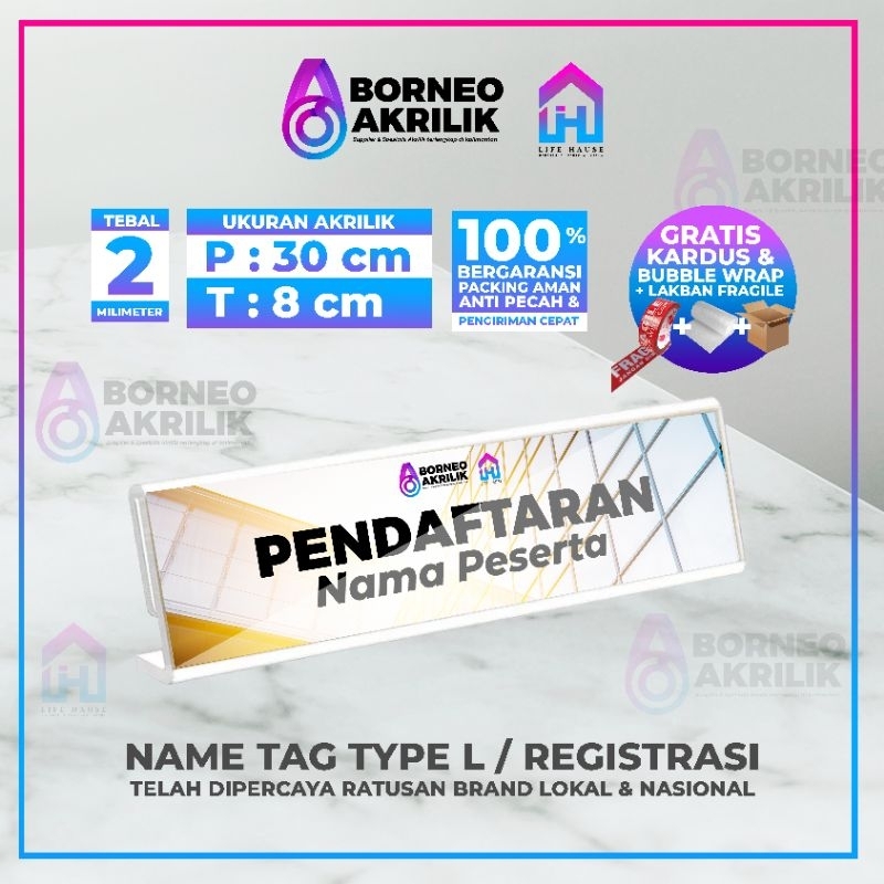 Jual NAME TAG AKRLIK TYPE L AKRILIK STAND TEMPAT BROSUR TEMPAT QRIS ...