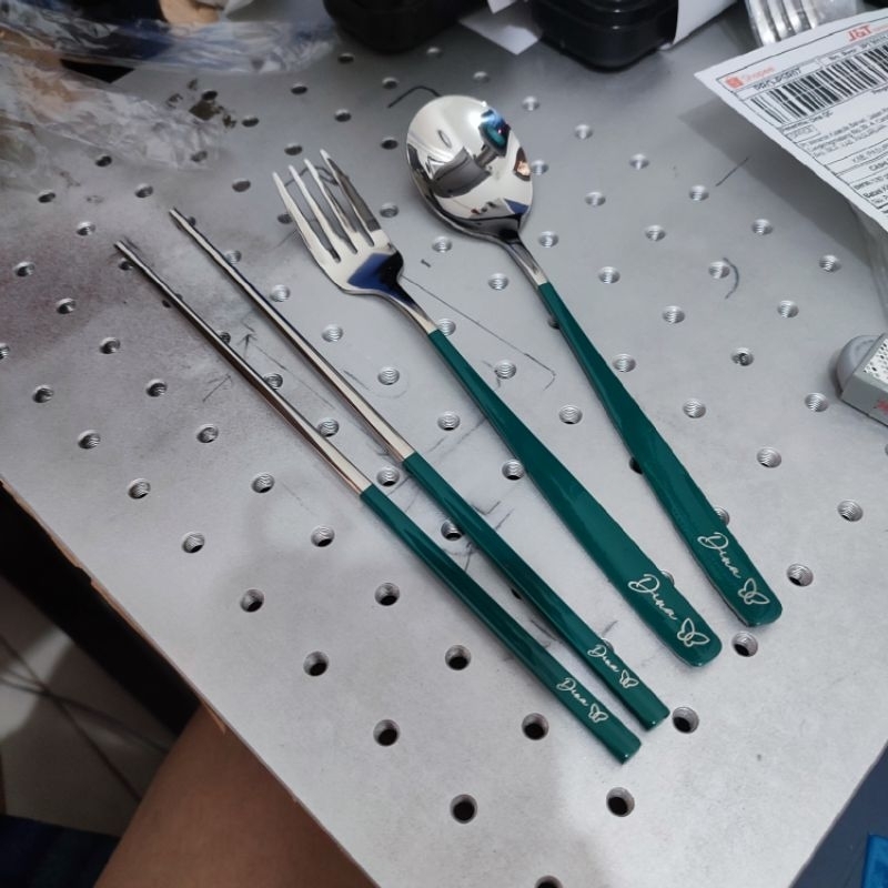 Jual (BISA CUSTOM) Set Sendok Garpu Sumpit Sujeo Matte SUS 303 bisa ...