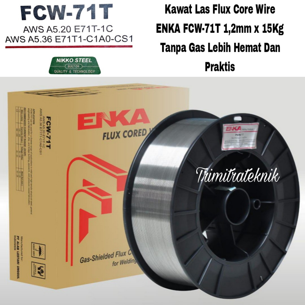 Jual FCW-71T KAWAT LAS MIG-CO FLUXCORE TANPA GAS Fluxcore NK 1,2mm ENKA FCW-71T UKURAN KAWAT 1 ...