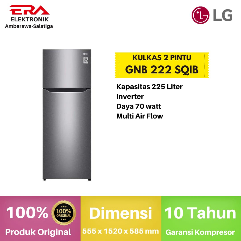 Jual LG GNB 222 SQIB / GNB222SQIB Kulkas 2 Pintu | Shopee Indonesia