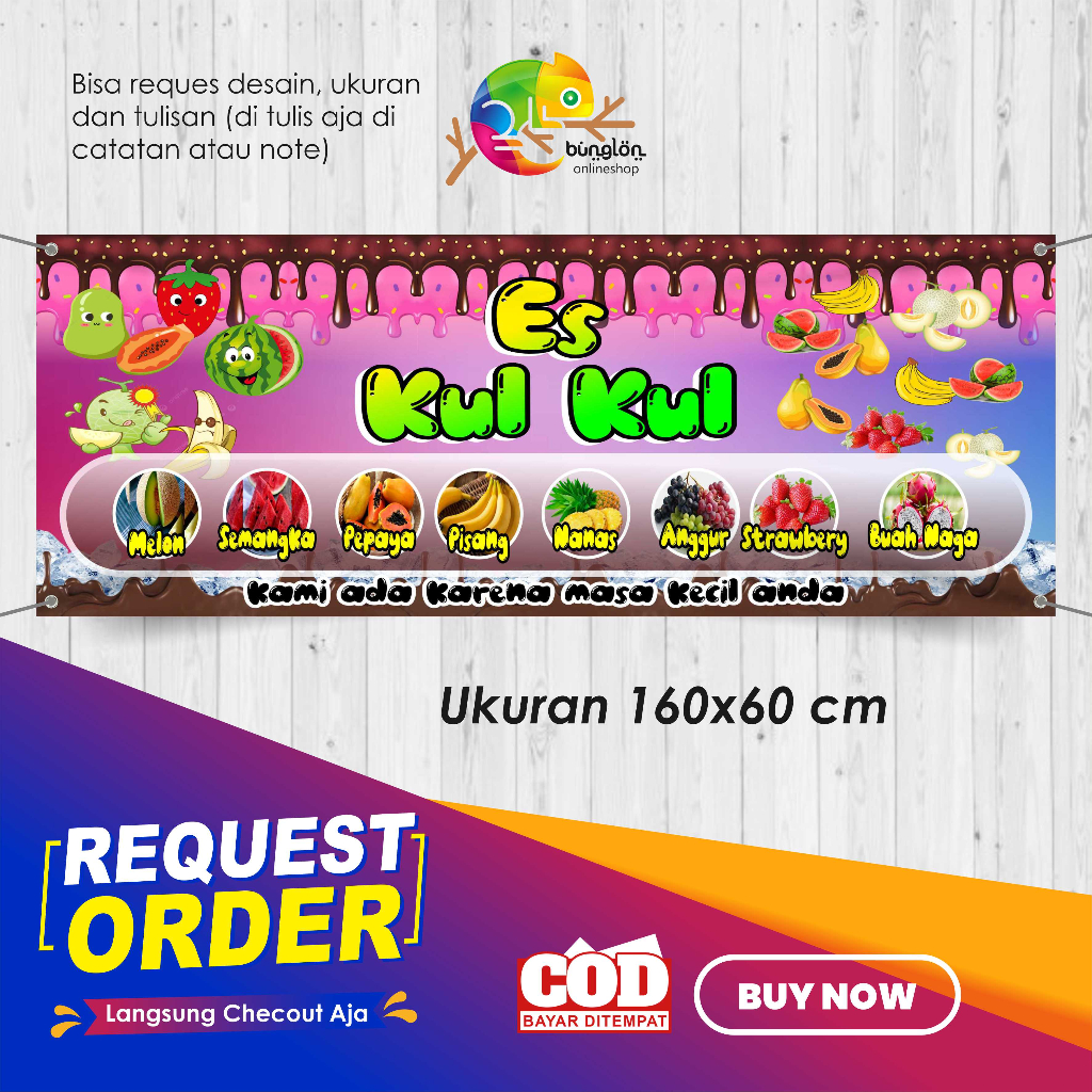 Jual Size 160x60 Cm Spanduk Banner Es Kul-Kul Buah Bisa Reques Desain ...